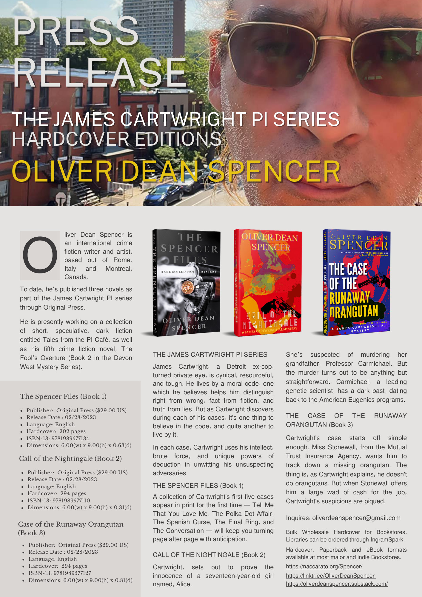 PRESS RELEASE – THE JAMES CARTWRIGHT PI SERIES – Oliver Dean Spencer (~s)